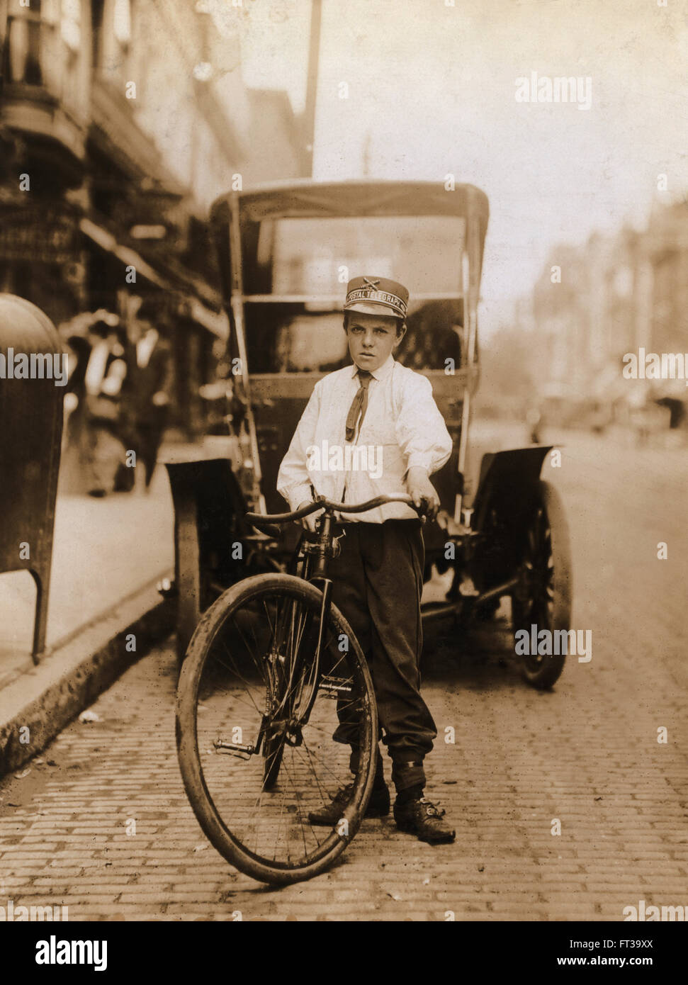 Young Teen Boy Working as Postal Telegraph Company Messenger ...