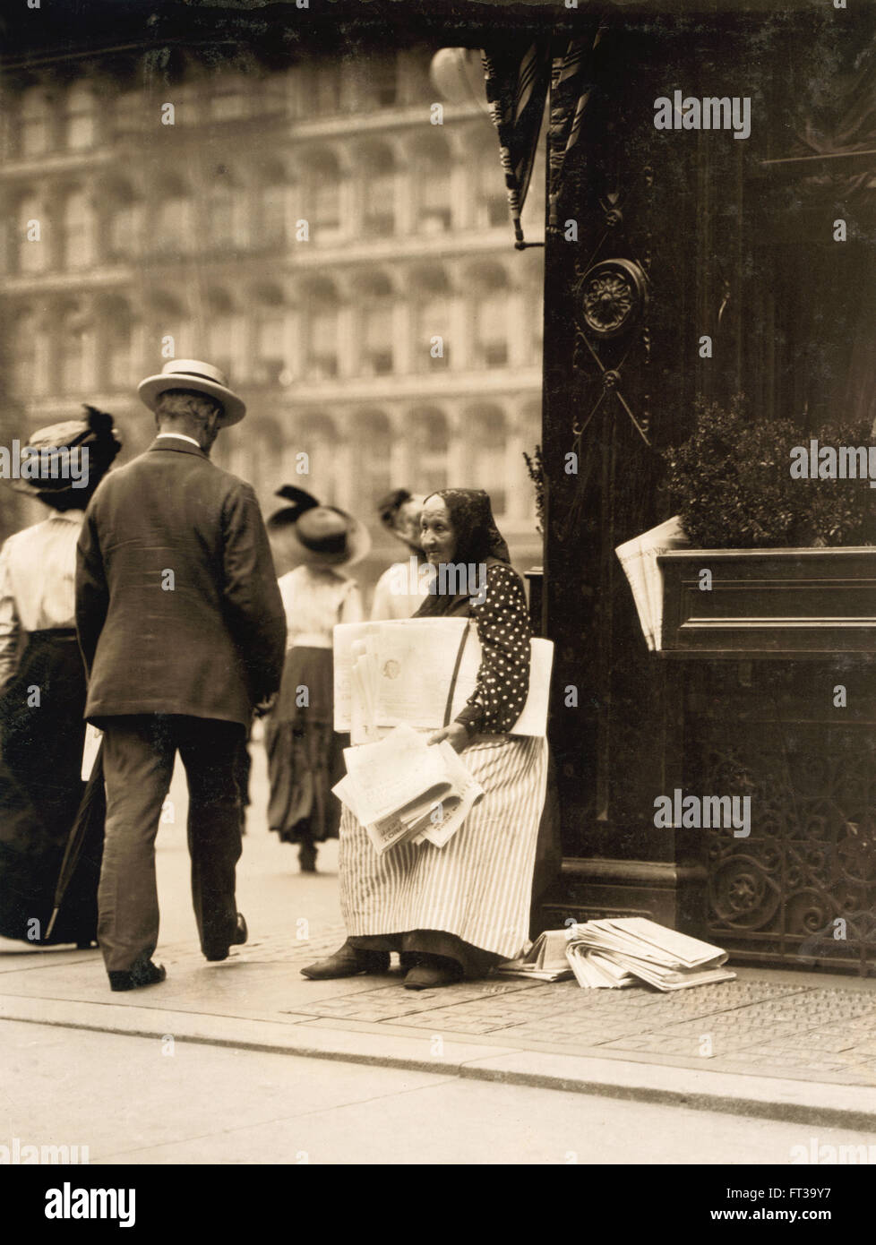 Elderly Woman Selling Newspapers, Broadway, New York City, New York ...