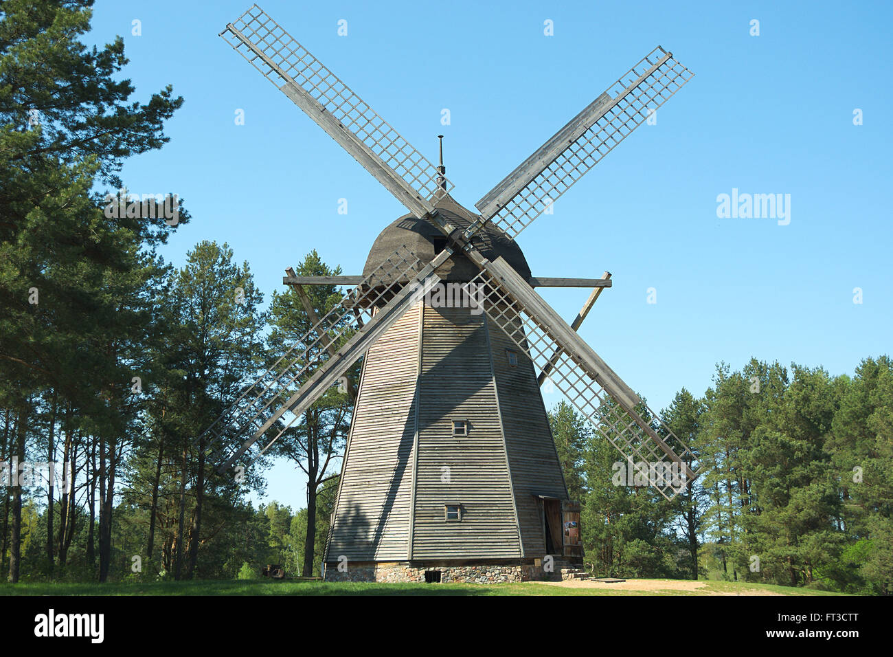 Antique wooden windmill, east european folk architecture Stock Photo ...