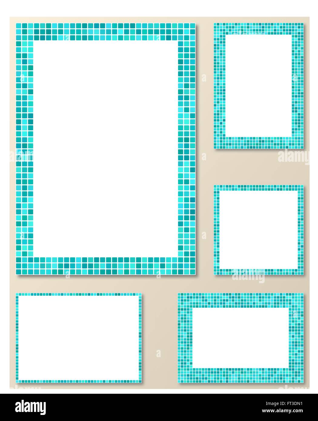 Light blue mosaic page layout border template set Stock Vector Image ...