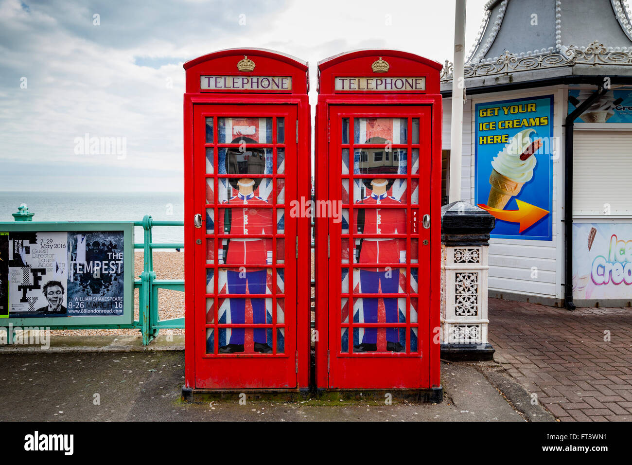 Traditional Red Telephone Boxes, Brighton, East Sussex, UK Stock Photo ...
