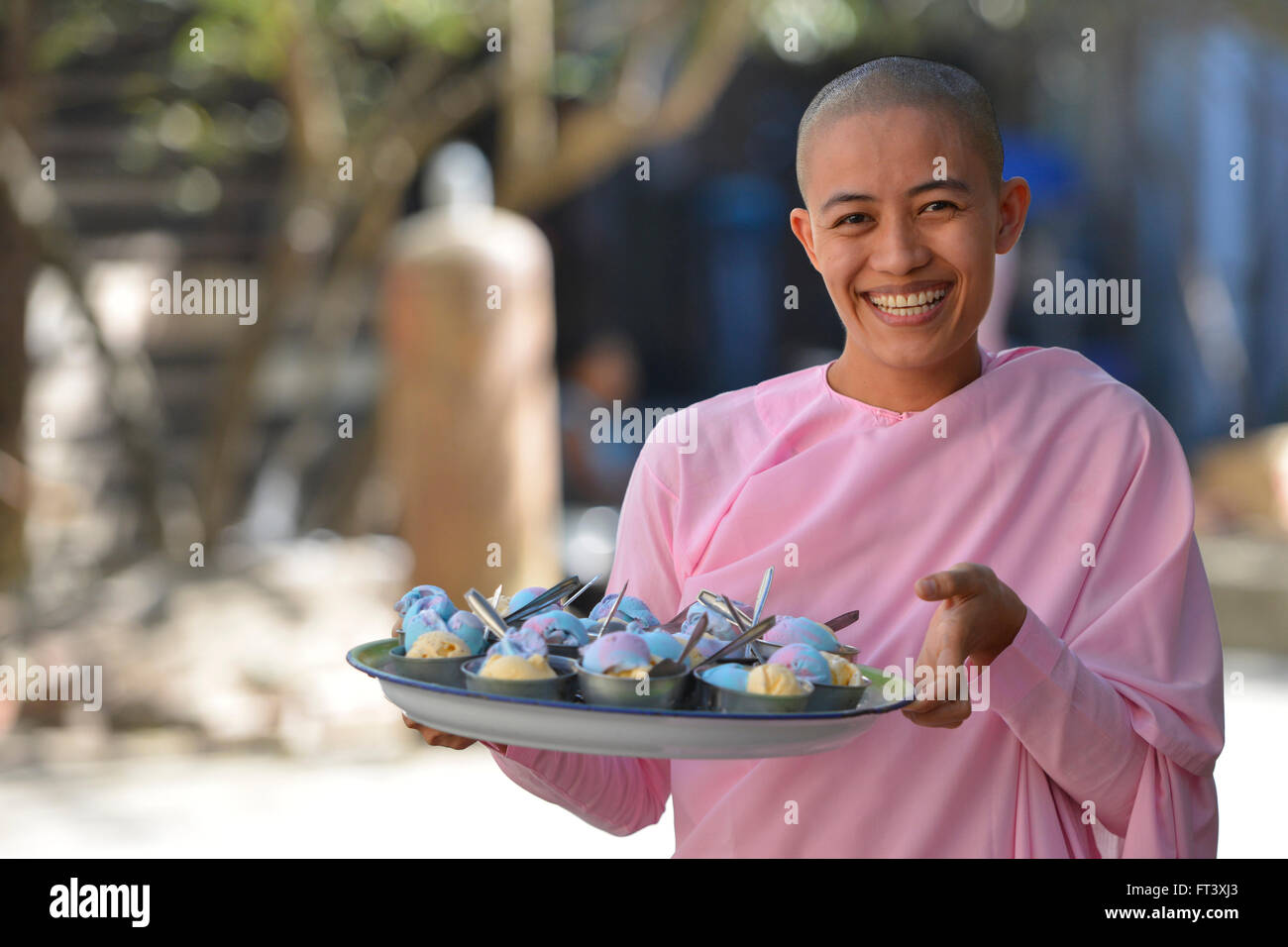 Happy nun with ice cream, Yangon, Myanmar Stock Photo - Alamy