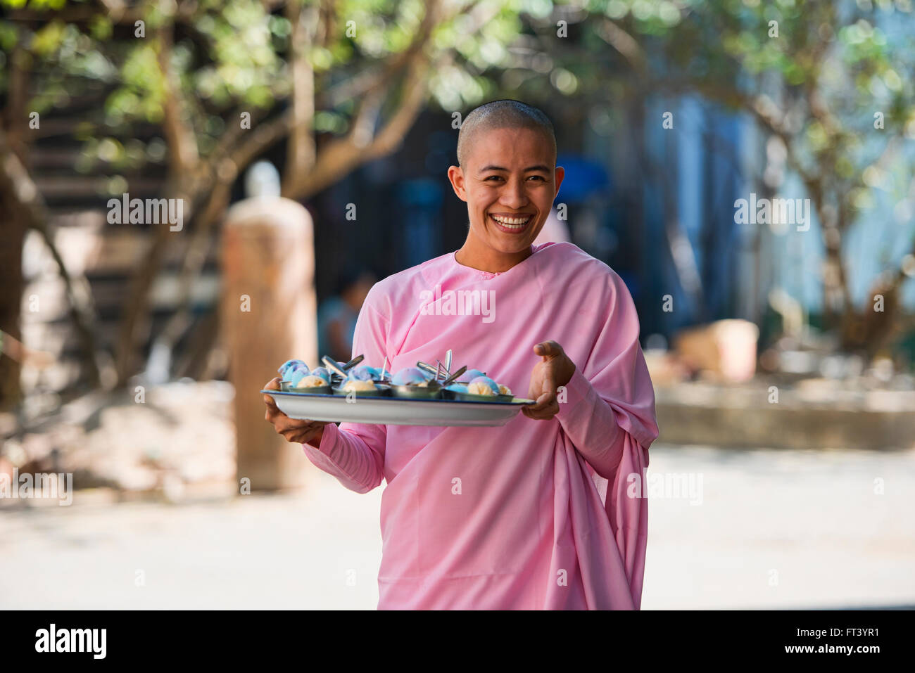 Happy nun with ice cream, Yangon, Myanmar Stock Photo - Alamy
