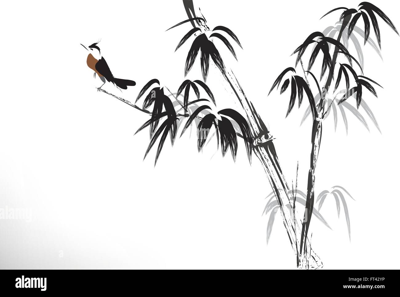 ink painted bamboo and birds Stock Vector Image & Art - Alamy