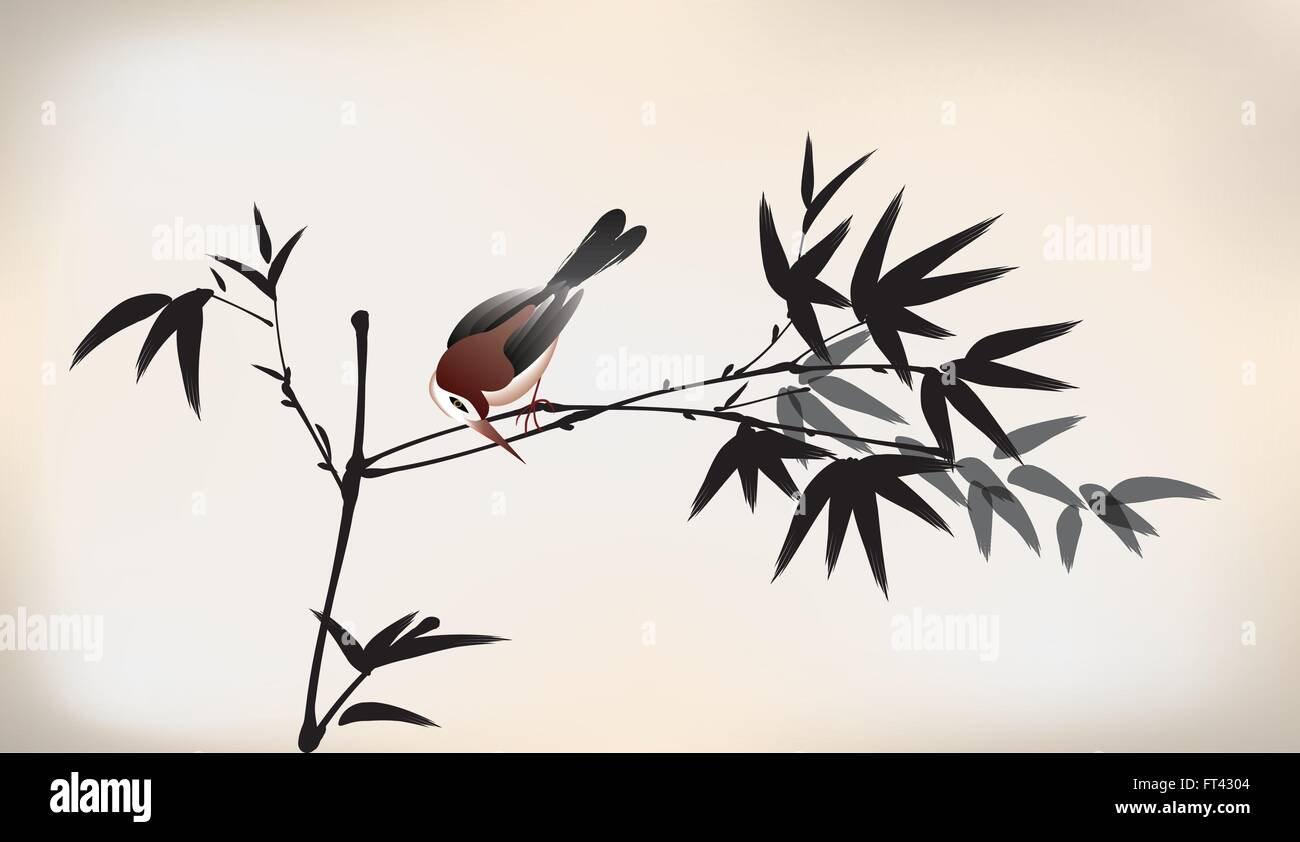 Chinese birds ink Stock Vector Images - Alamy