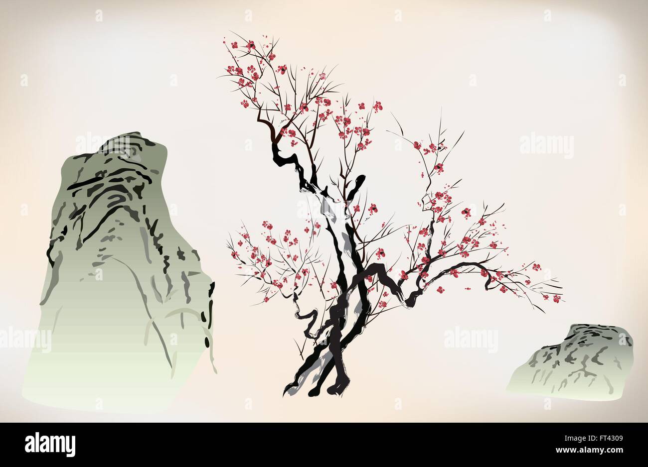 Cherry Blossom Tree Ink Painting Easy Watercolor Cherry Tree Painting