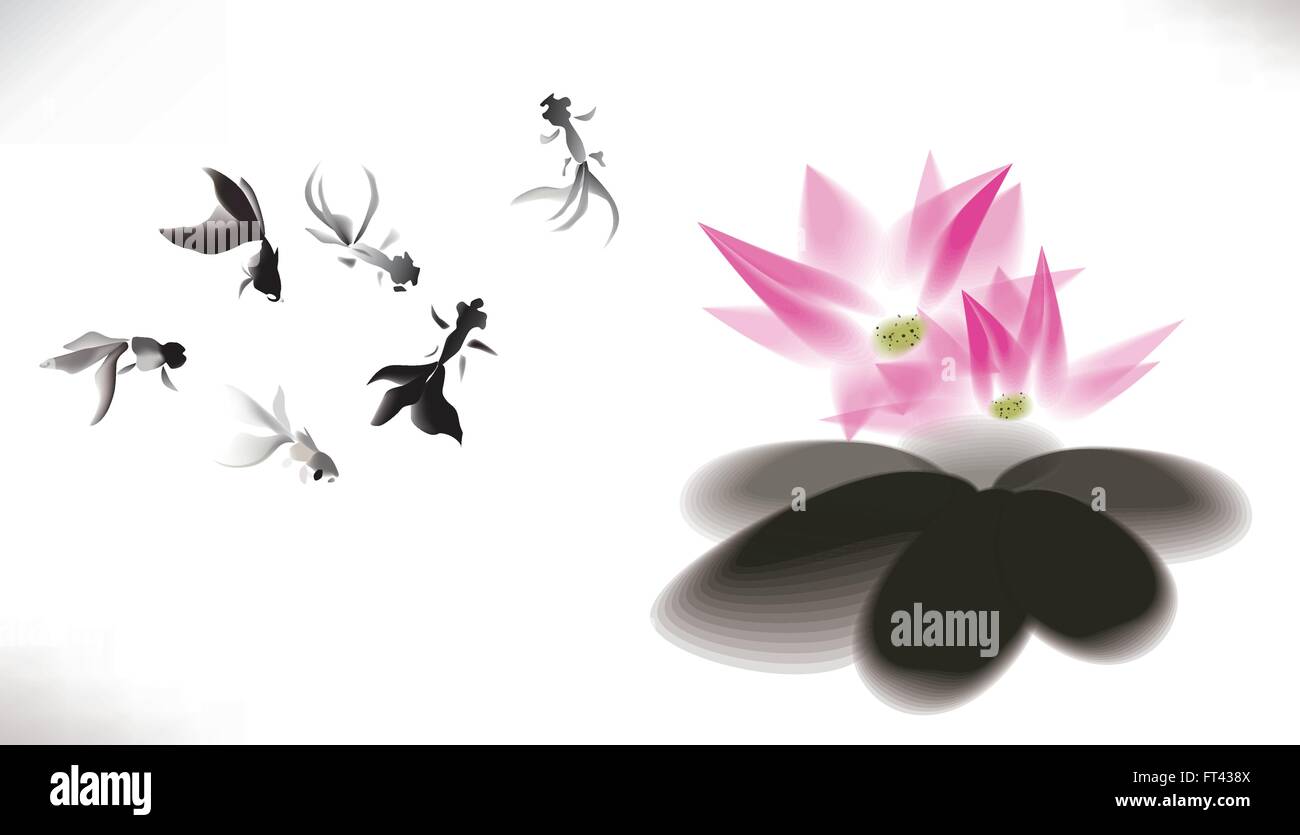 Japanese black gold ink Stock Vector Images - Alamy