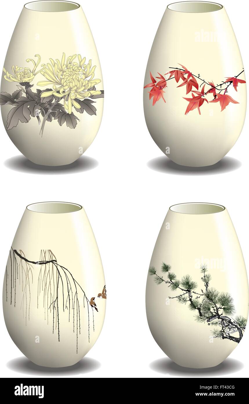 Chinese vase painting Stock Vector Images - Alamy