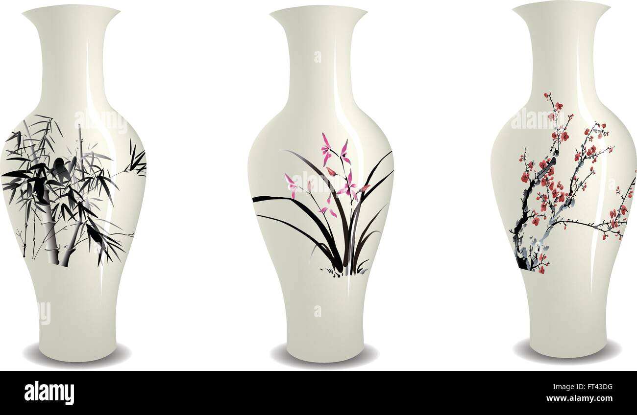 Chinese old vase Stock Vector Images - Alamy