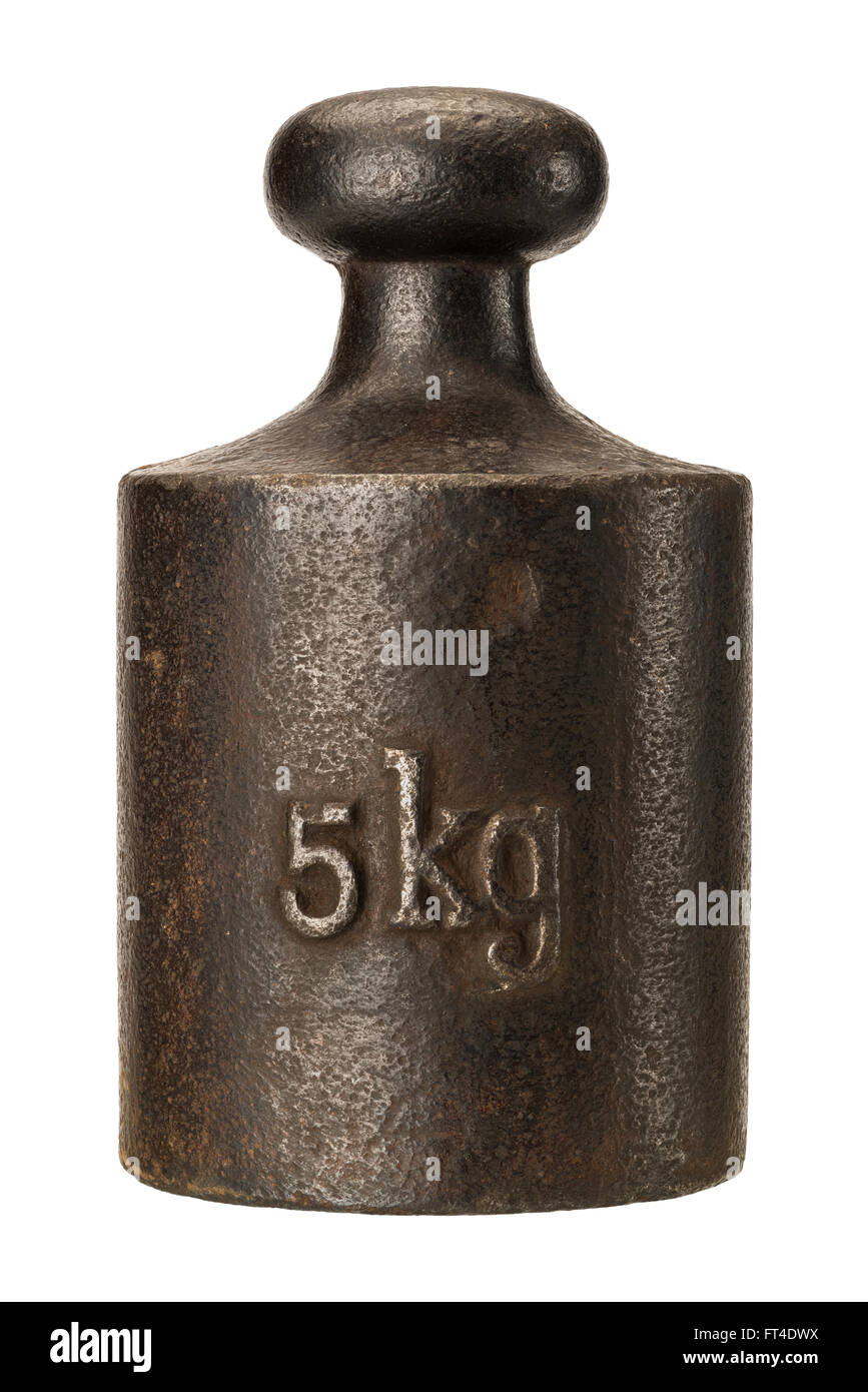 Old rusty iron scale weight isolated on white Stock Photo - Alamy