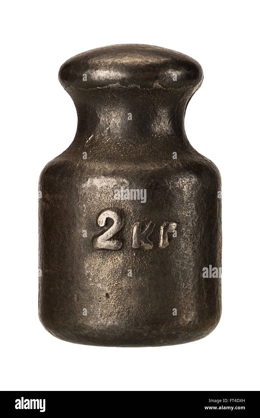 Old rusty iron scale weight isolated on white Stock Photo - Alamy