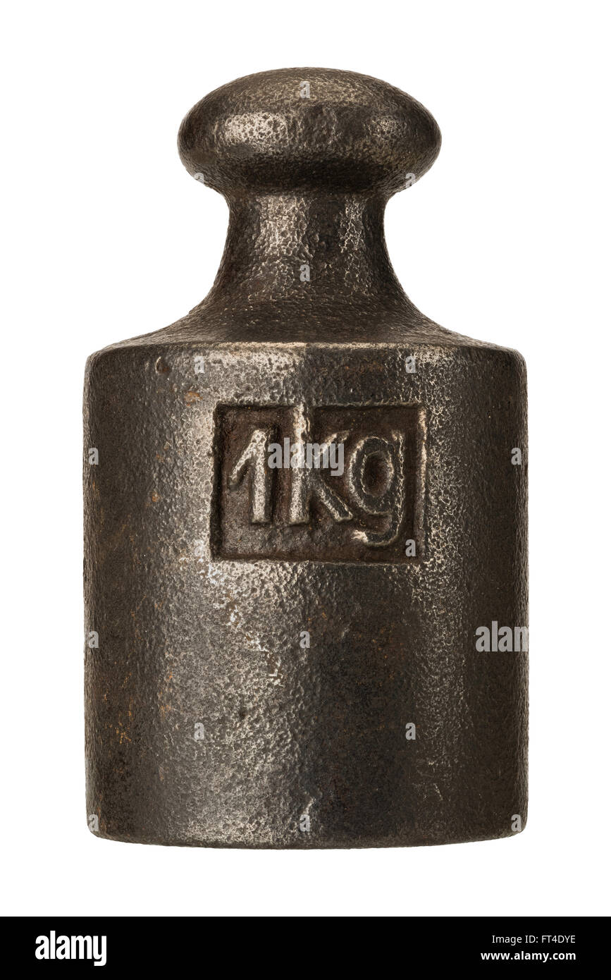 Old rusty iron scale weight isolated on white Stock Photo - Alamy