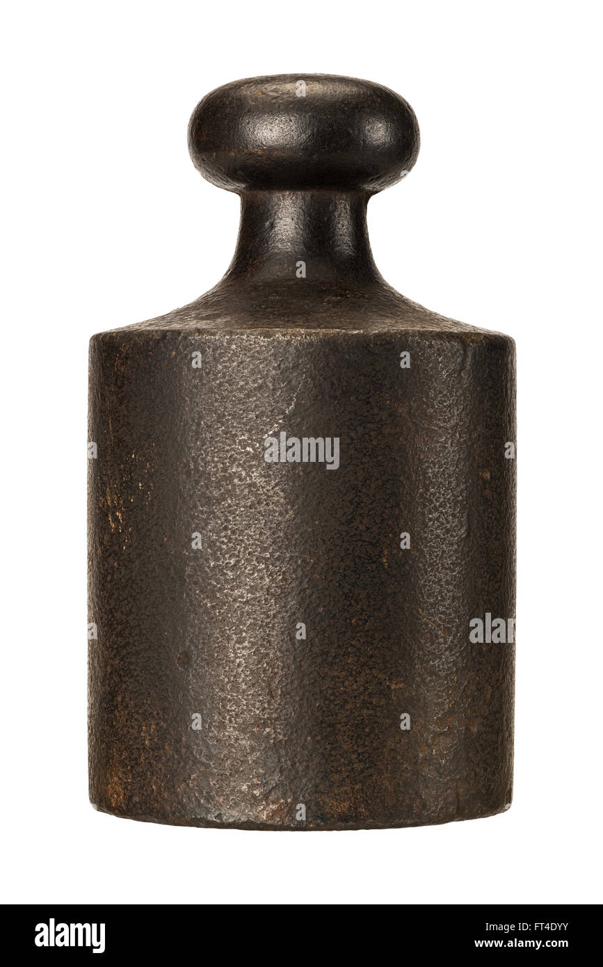 Old rusty iron scale weight isolated on white Stock Photo - Alamy