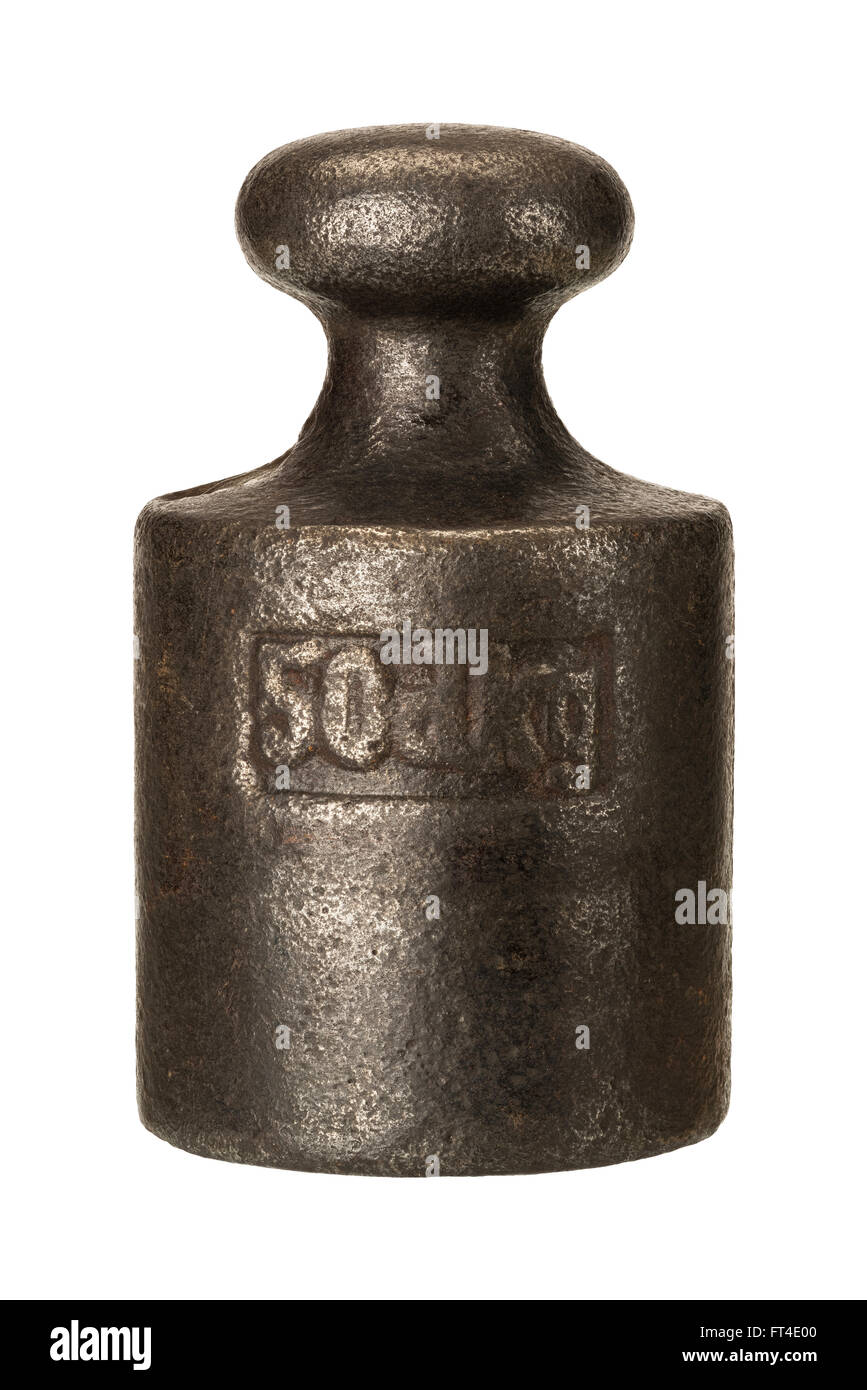 Old rusty iron scale weight isolated on white Stock Photo - Alamy