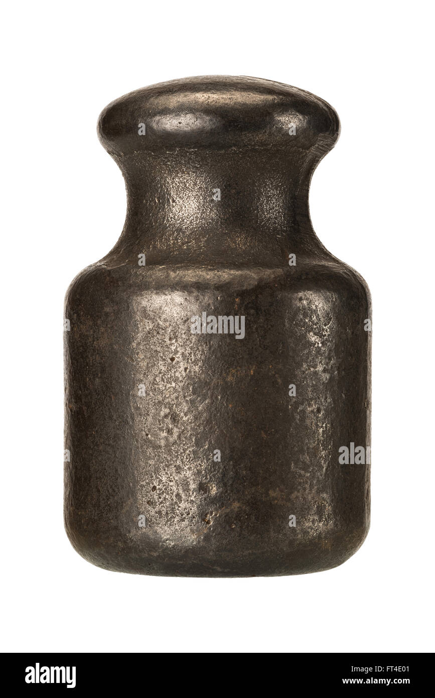 Old rusty iron scale weight isolated on white Stock Photo - Alamy