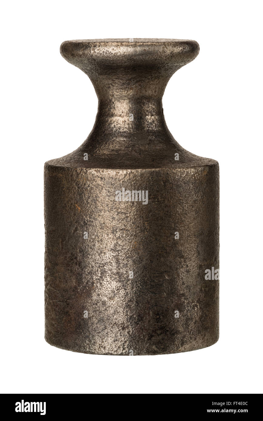 Old rusty iron scale weight isolated on white Stock Photo - Alamy