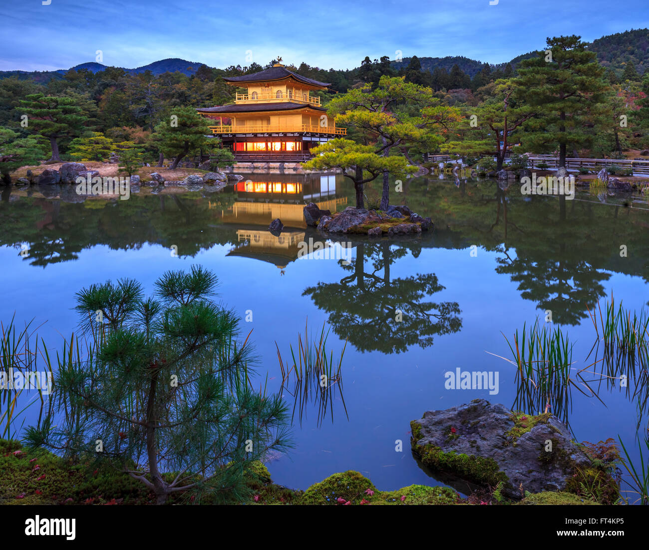 Kinkakuji Golden Pavilion at night, Kyoto, Japan (Zen temple Stock ...