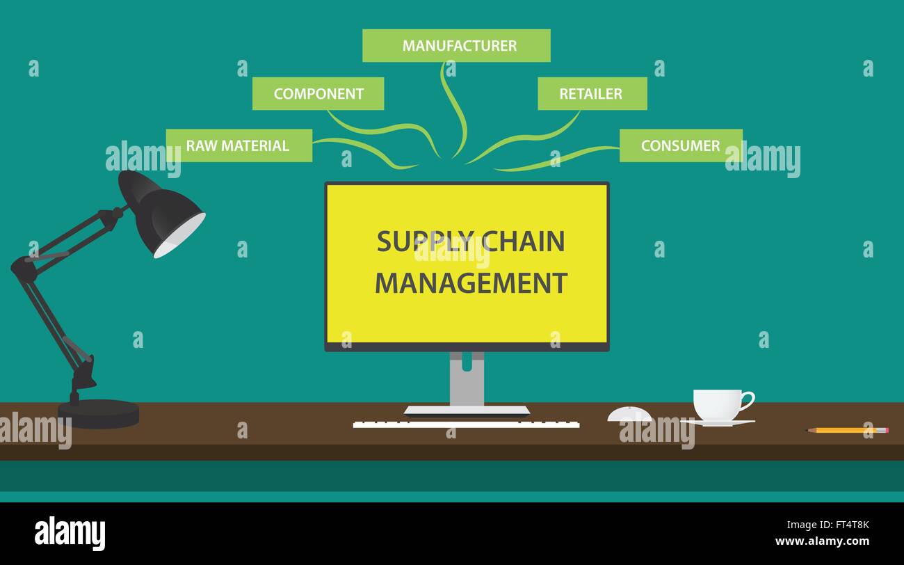 supply chain management illustration on top of the working desk Stock ...