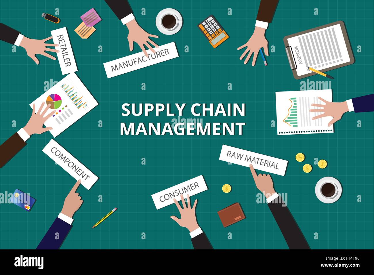 supply chain management team work together on top of table Stock Vector ...