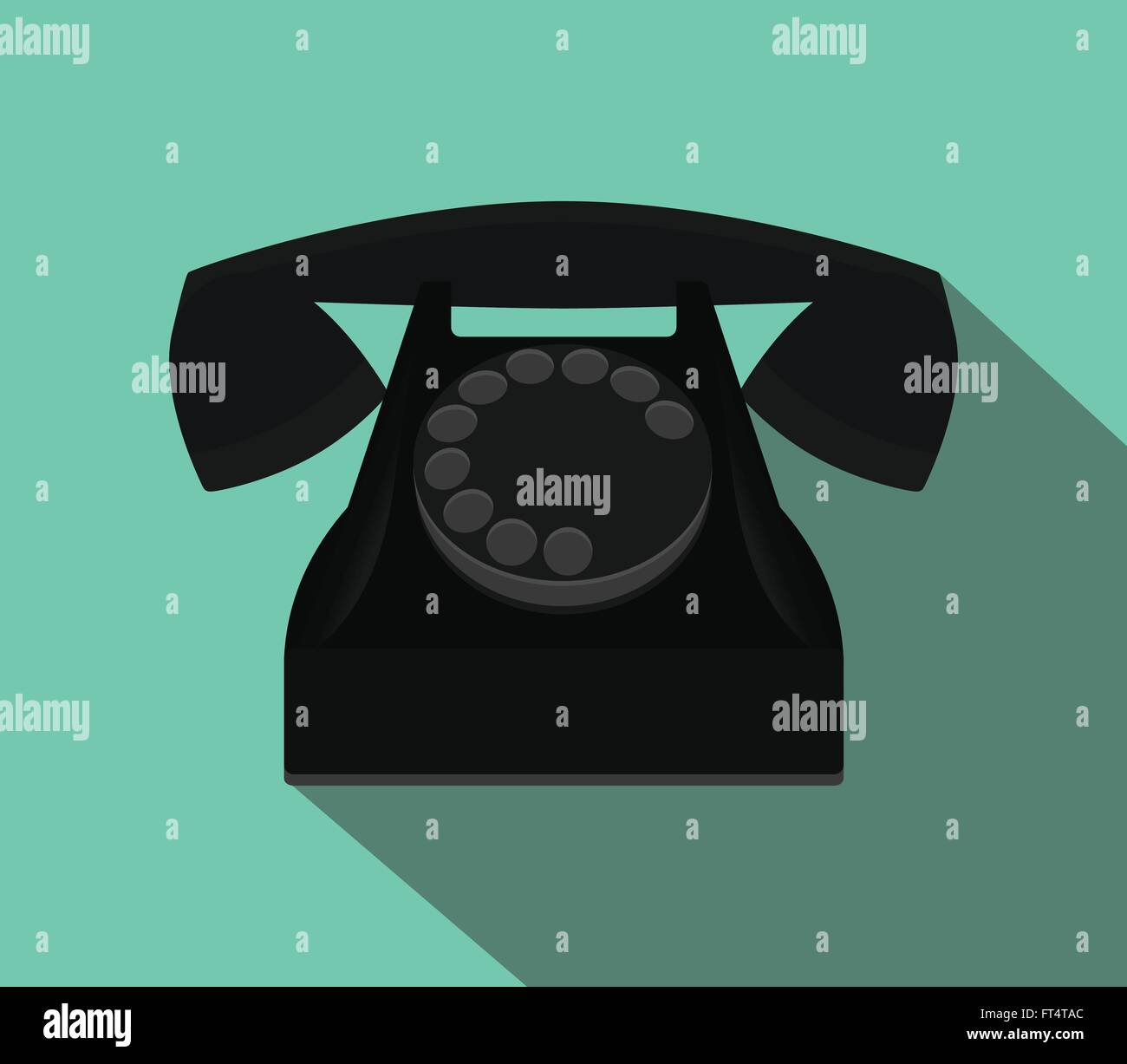 old black telephone with flat style and long shadow Stock Vector Image ...
