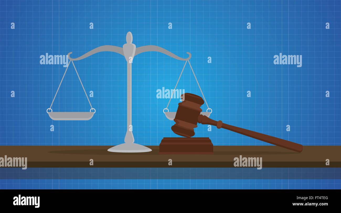 gavel with scale judge object isolated blue background Stock Vector ...