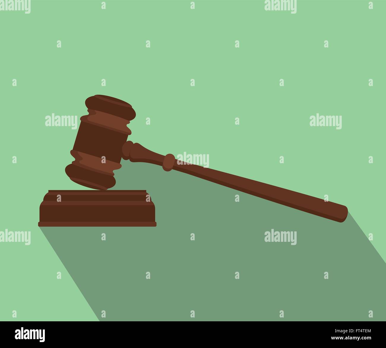 gavel isolated flat with long shadow green background Stock Vector ...