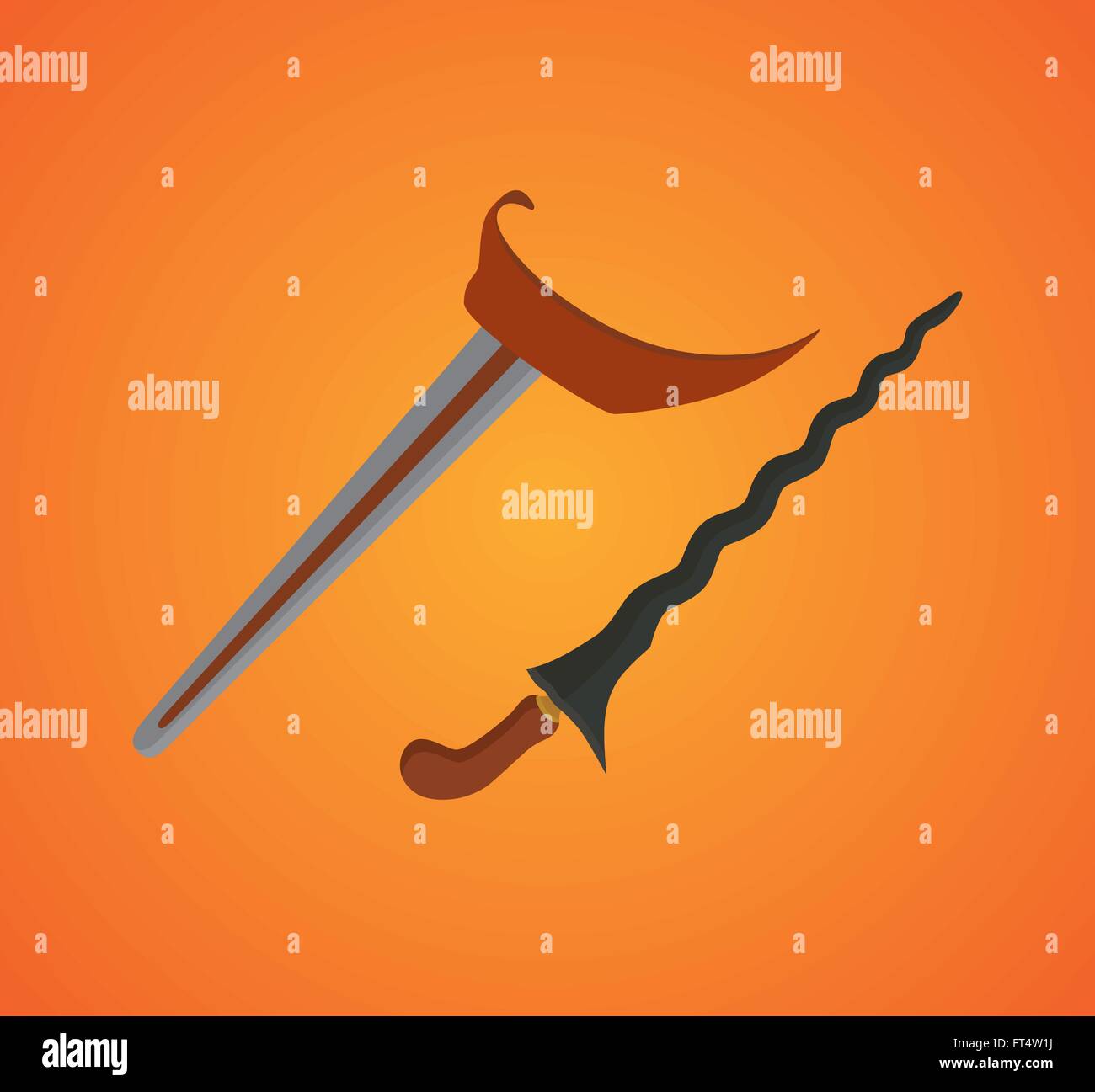 indonesia legendary weapon keris with orange background Stock Vector ...