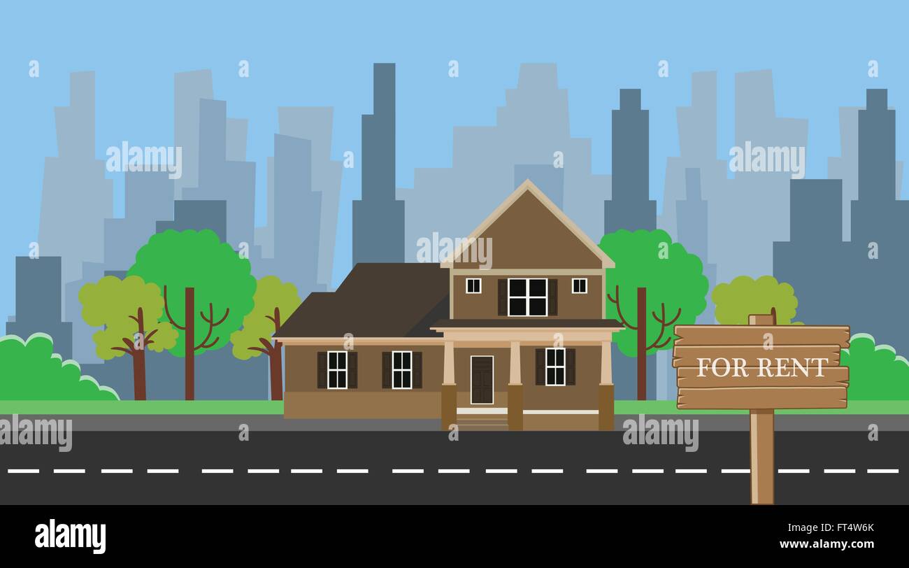 home for rent with wood wooden sign board Stock Vector Image & Art - Alamy