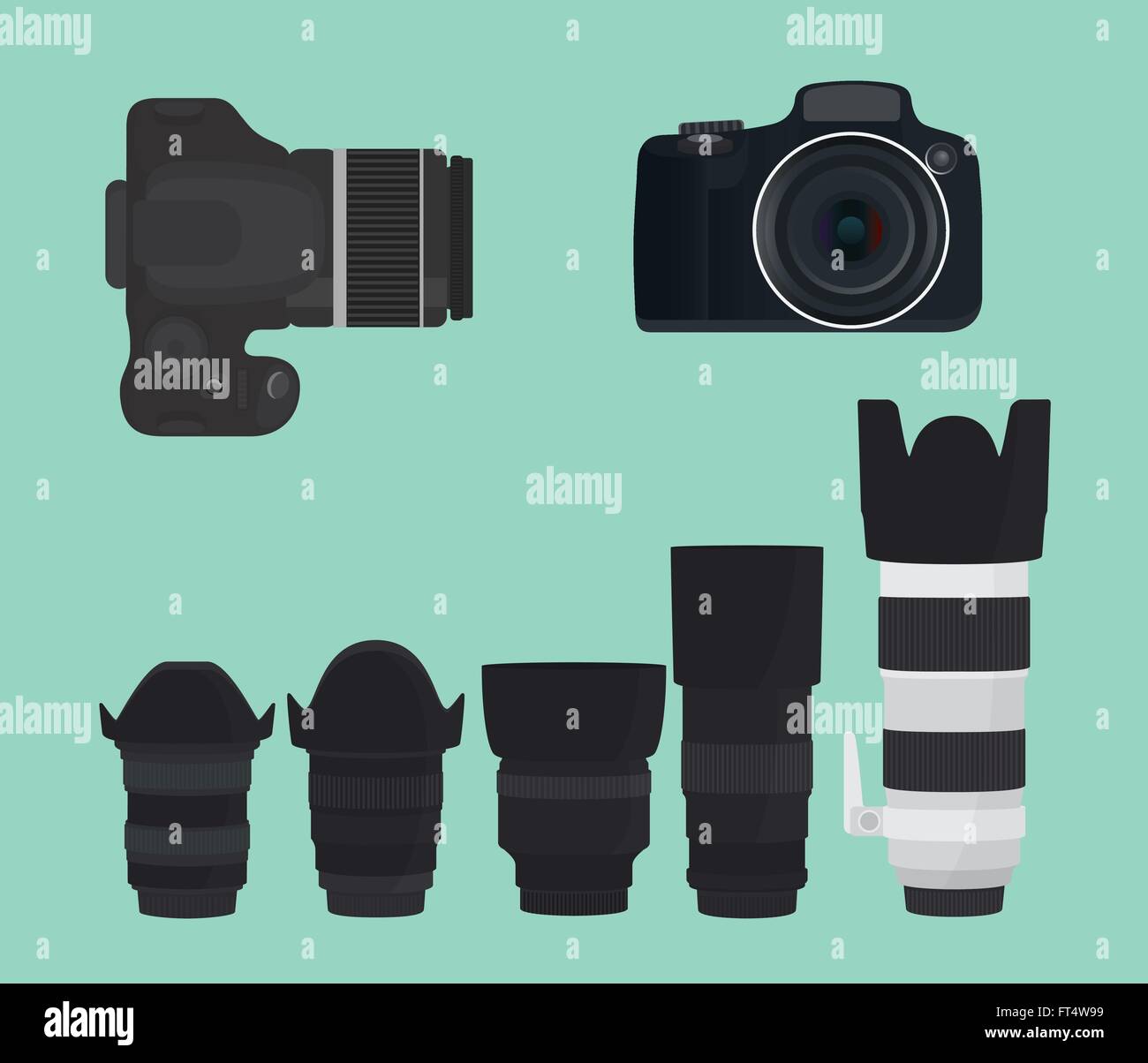 slr dslr camera collection with lens Stock Vector Image & Art - Alamy