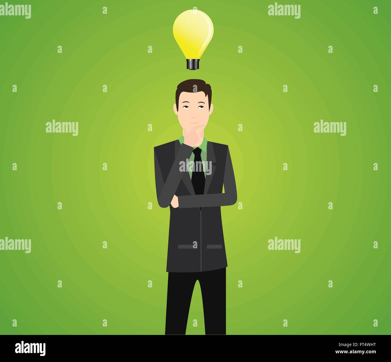 businessman think illustration with light bulb Stock Vector Image & Art ...