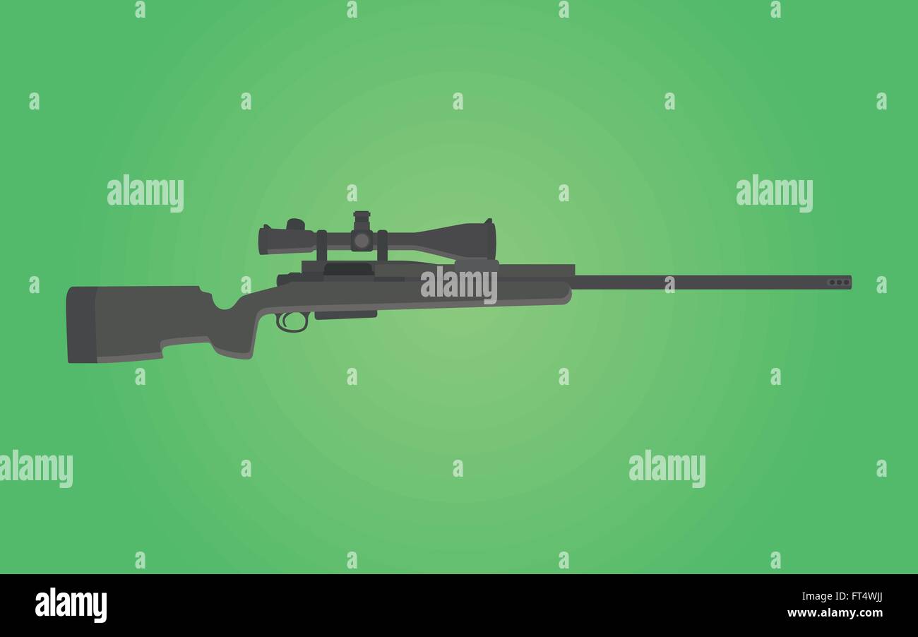 sniper rifle gun isolated with green background Stock Vector Image ...