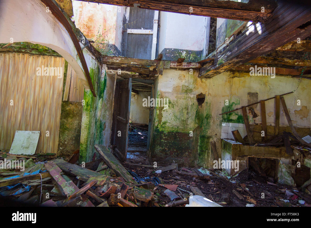 Interior of destroyed housing and full of moisture Stock Photo - Alamy