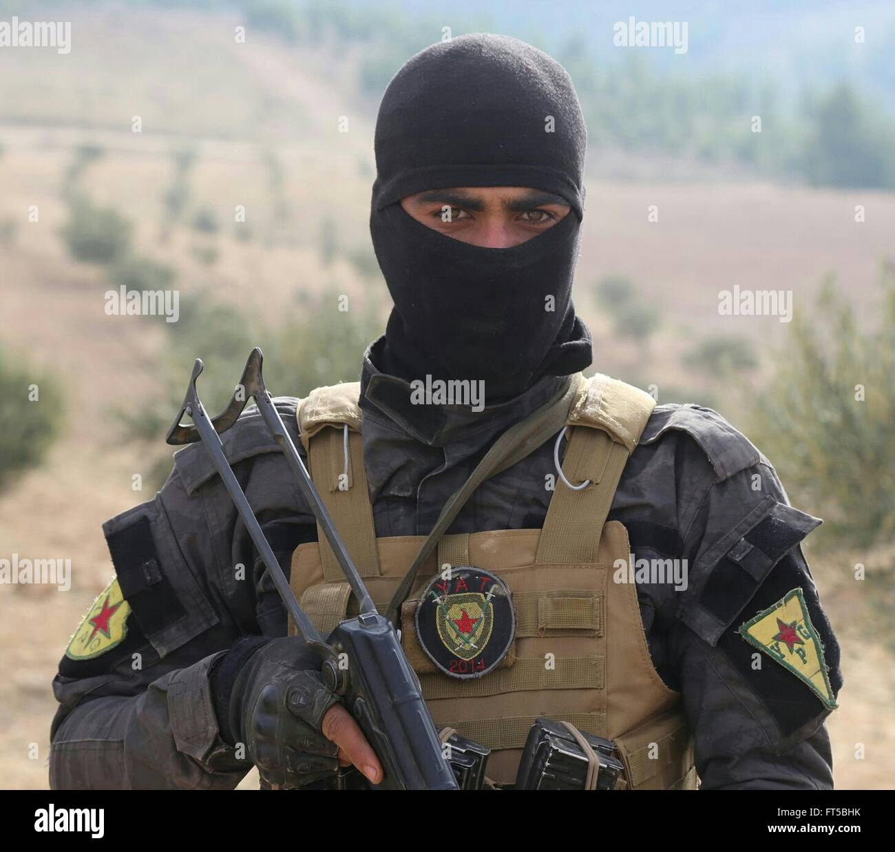 An elite fighter with the Kurdish YPG during training shown in a ...