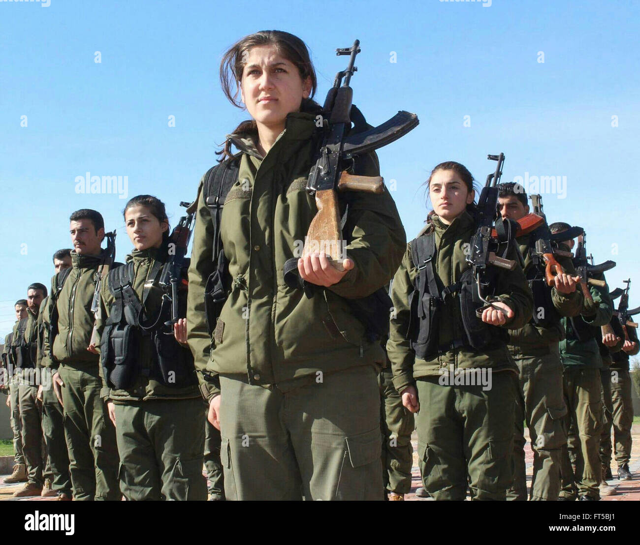 Fighters with the Kurdish YPG during training shown in a propaganda ...