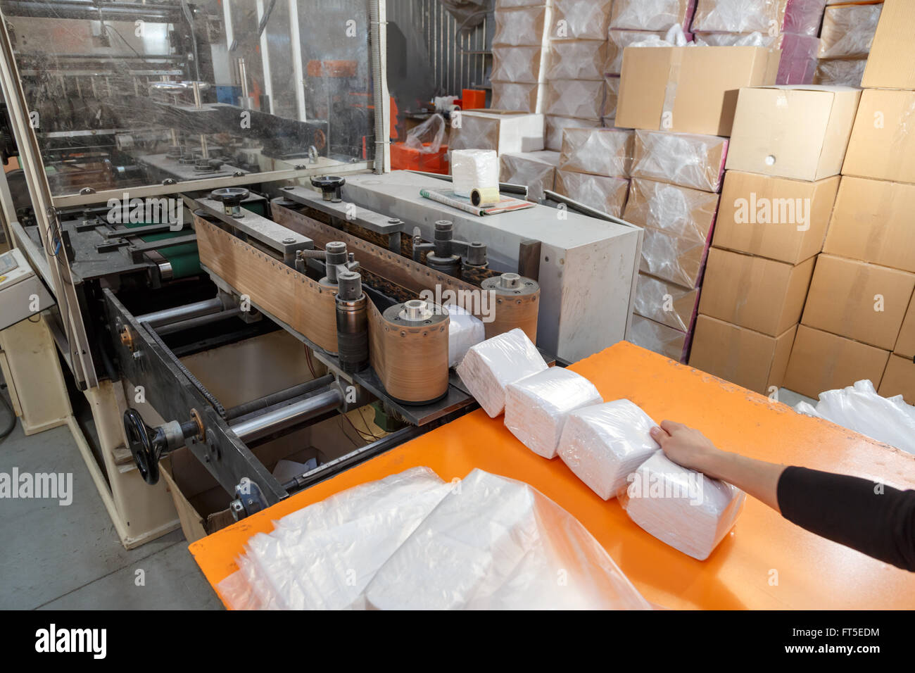 Process of various paper products manufacturing indoors Stock Photo - Alamy