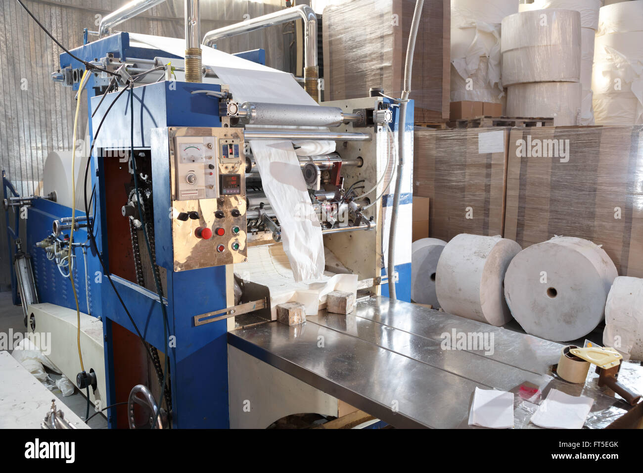 Process of various paper products manufacturing indoors Stock Photo - Alamy