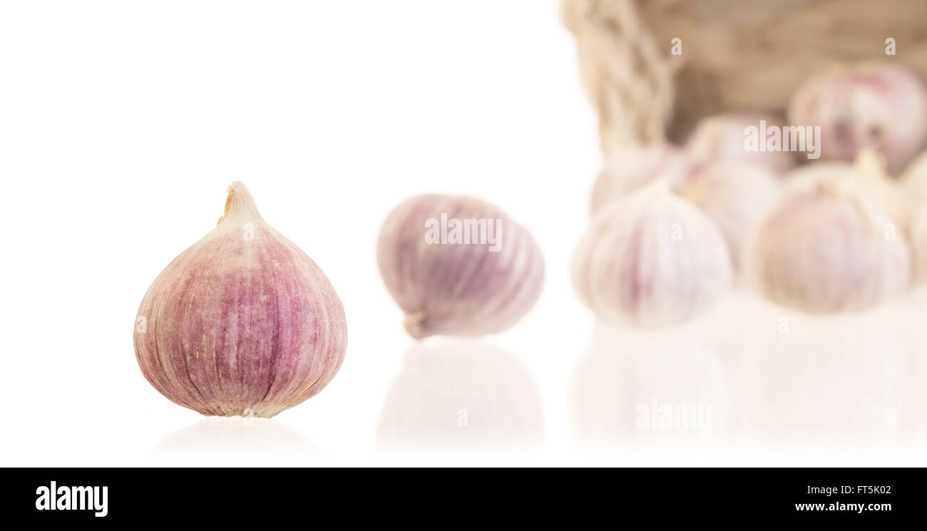 Raw garlic (small) isolated on a white background Stock Photo - Alamy