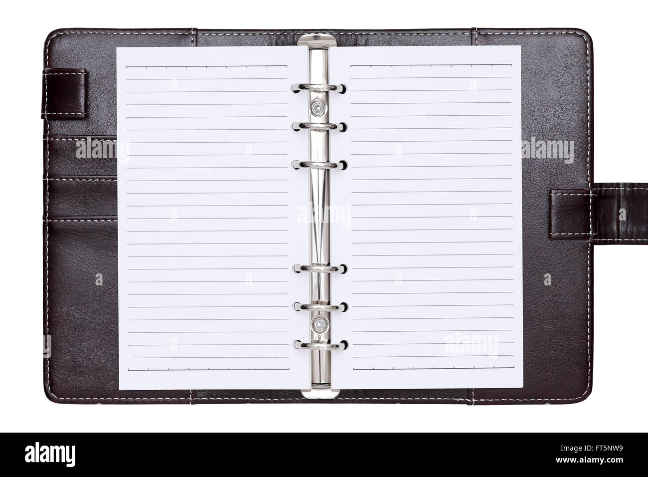 opened brown leather notebook isolated on white background Stock Photo ...
