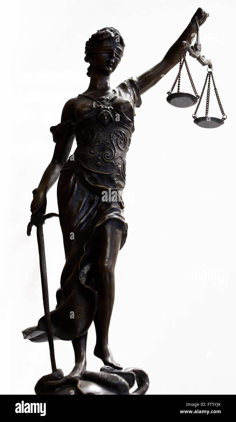 Bronze statuette of justice (focus on face Stock Photo - Alamy