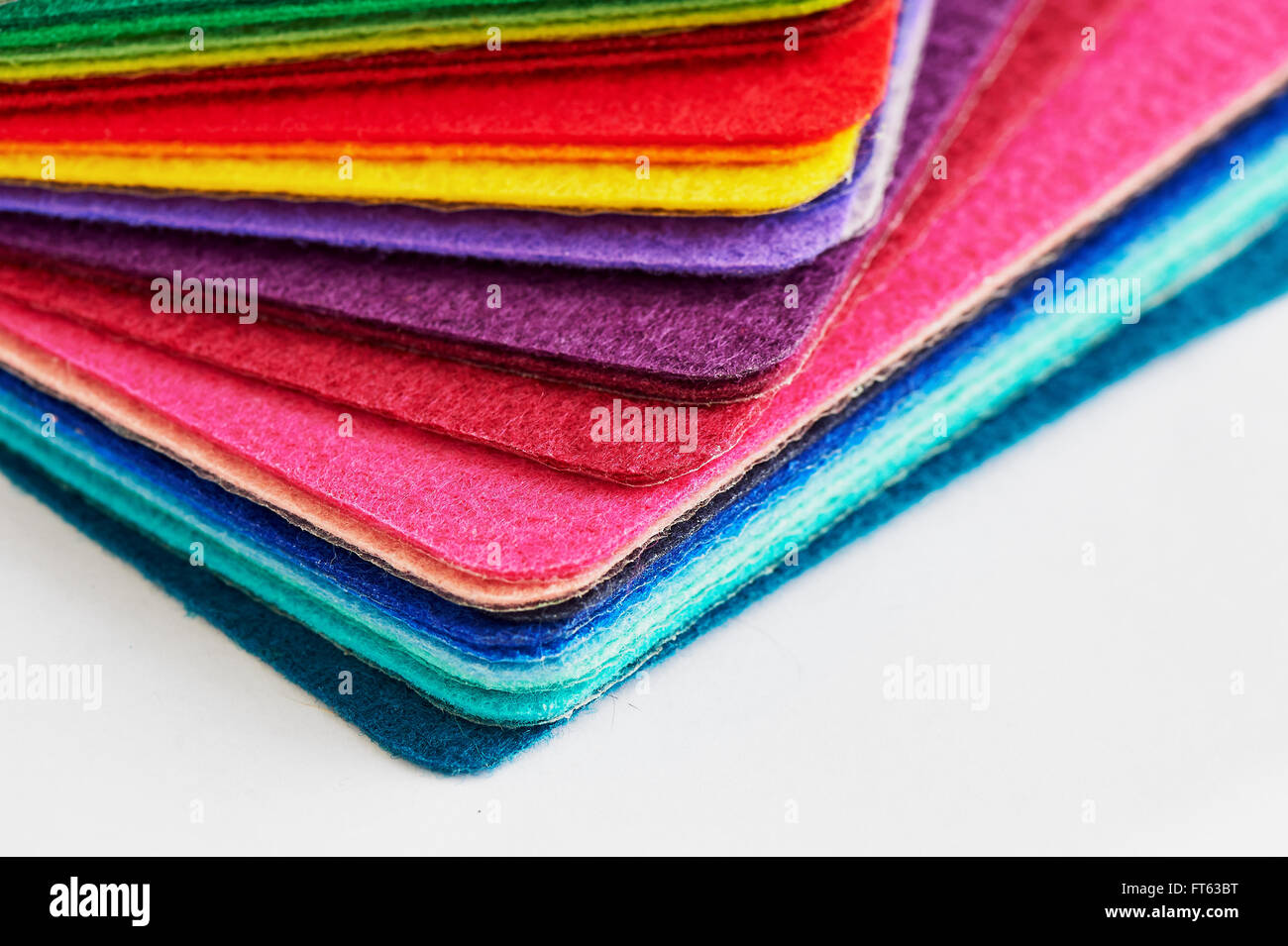 Felt fabric sheets in various colors piled up in a stack Stock Photo ...