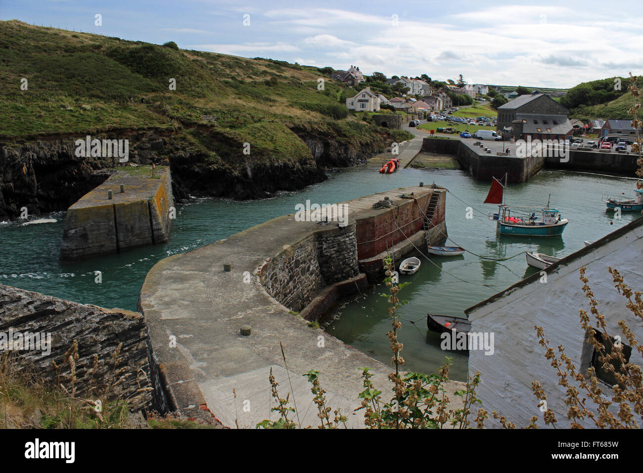 Fishing boats porthgain harbour pembrokeshire hi-res stock photography ...