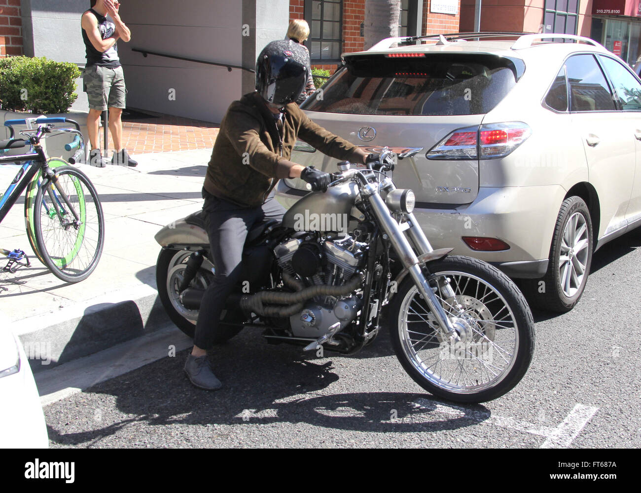 Canadian actor J. R. Bourne out on his motorbike in Beverly Hills ...