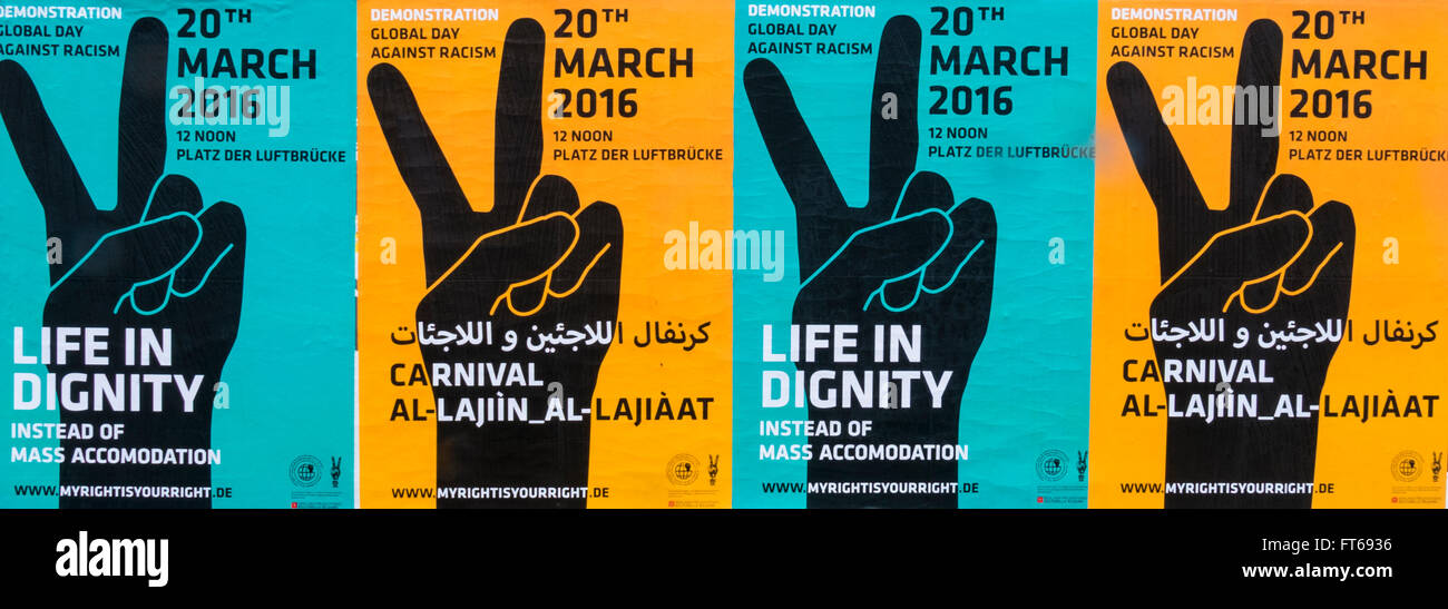 Berlin 'Carnival of Refugees' poster advertising protest demonstration ...