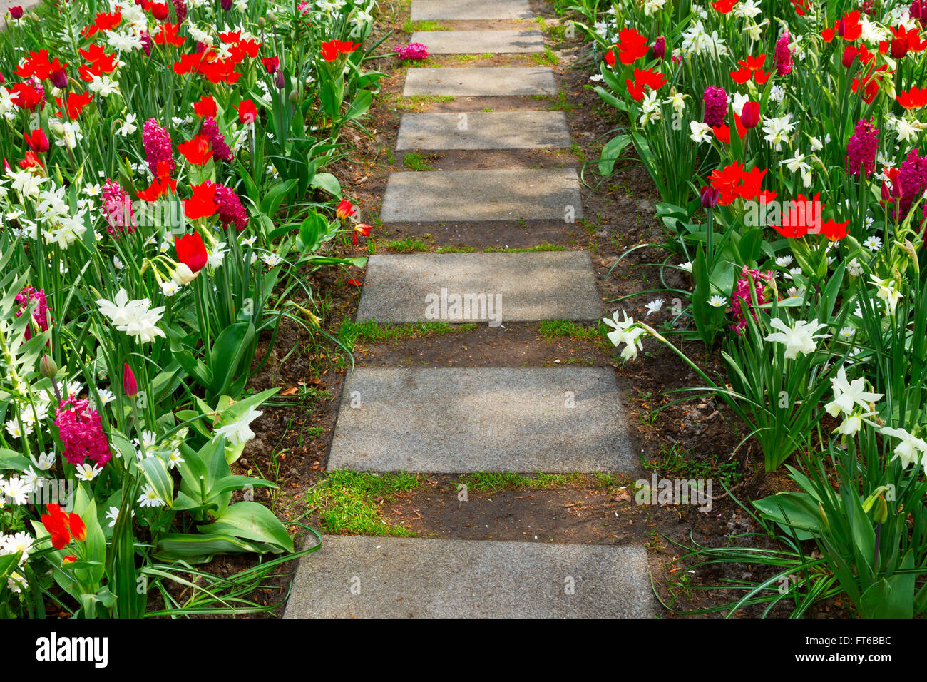 Stone path winding in a garden Stock Photo - Alamy
