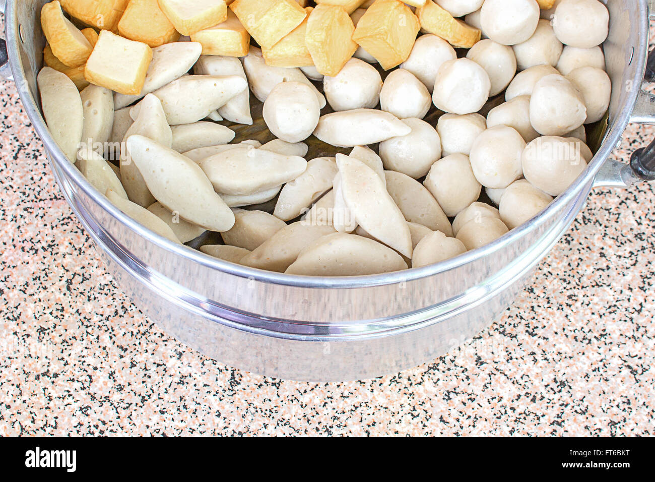 Closeup steamed fish meatball container Stock Photo - Alamy