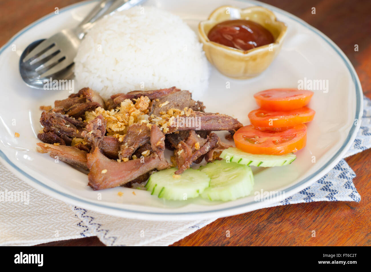 Duck fried garlic, A fresh dish of Thai style food Stock Photo - Alamy