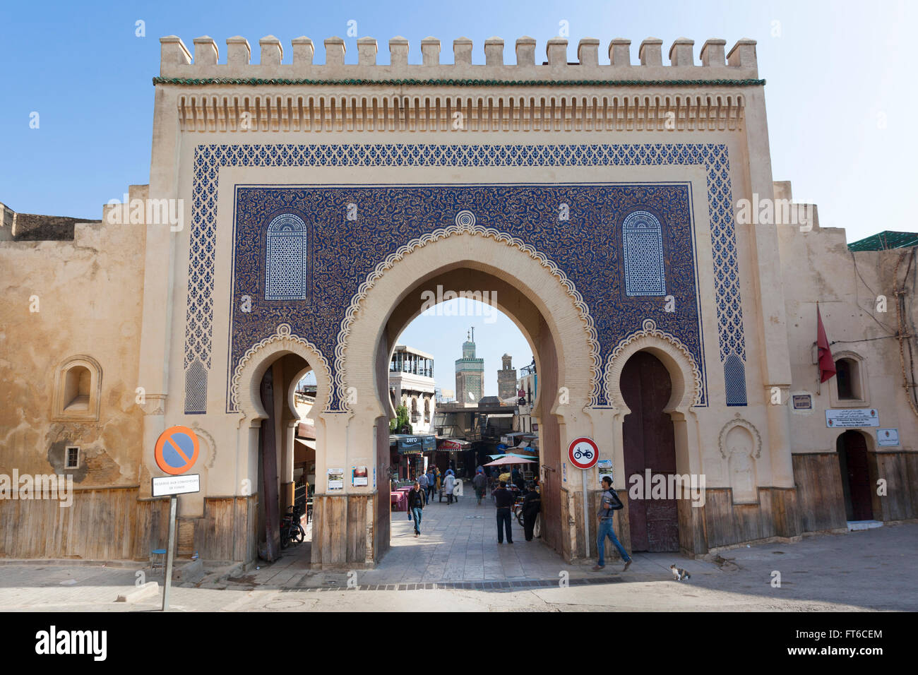 "The Blue Gate", Bab Bou Jeloud Gate, Fes, Morocco Stock Photo - Alamy