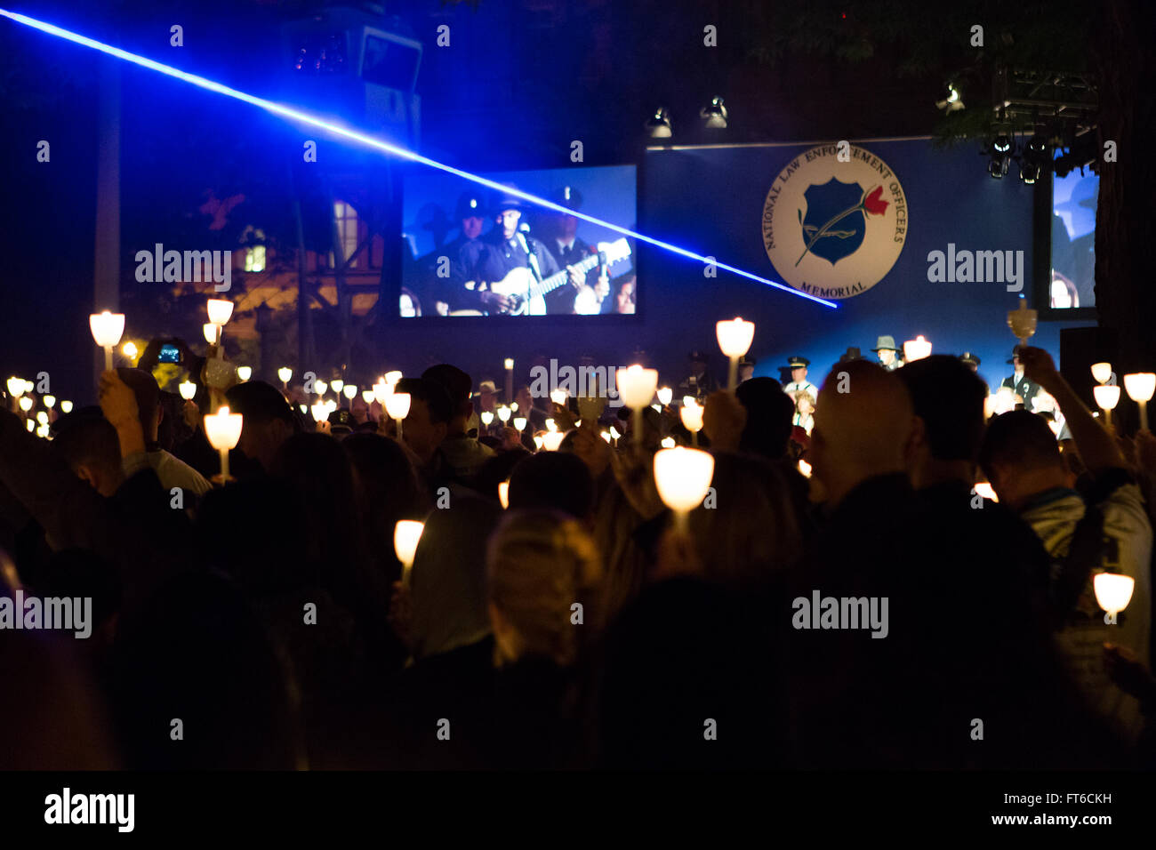 A blue laser, symbolizing the 'Thin Blue Line' of law enforcement ...
