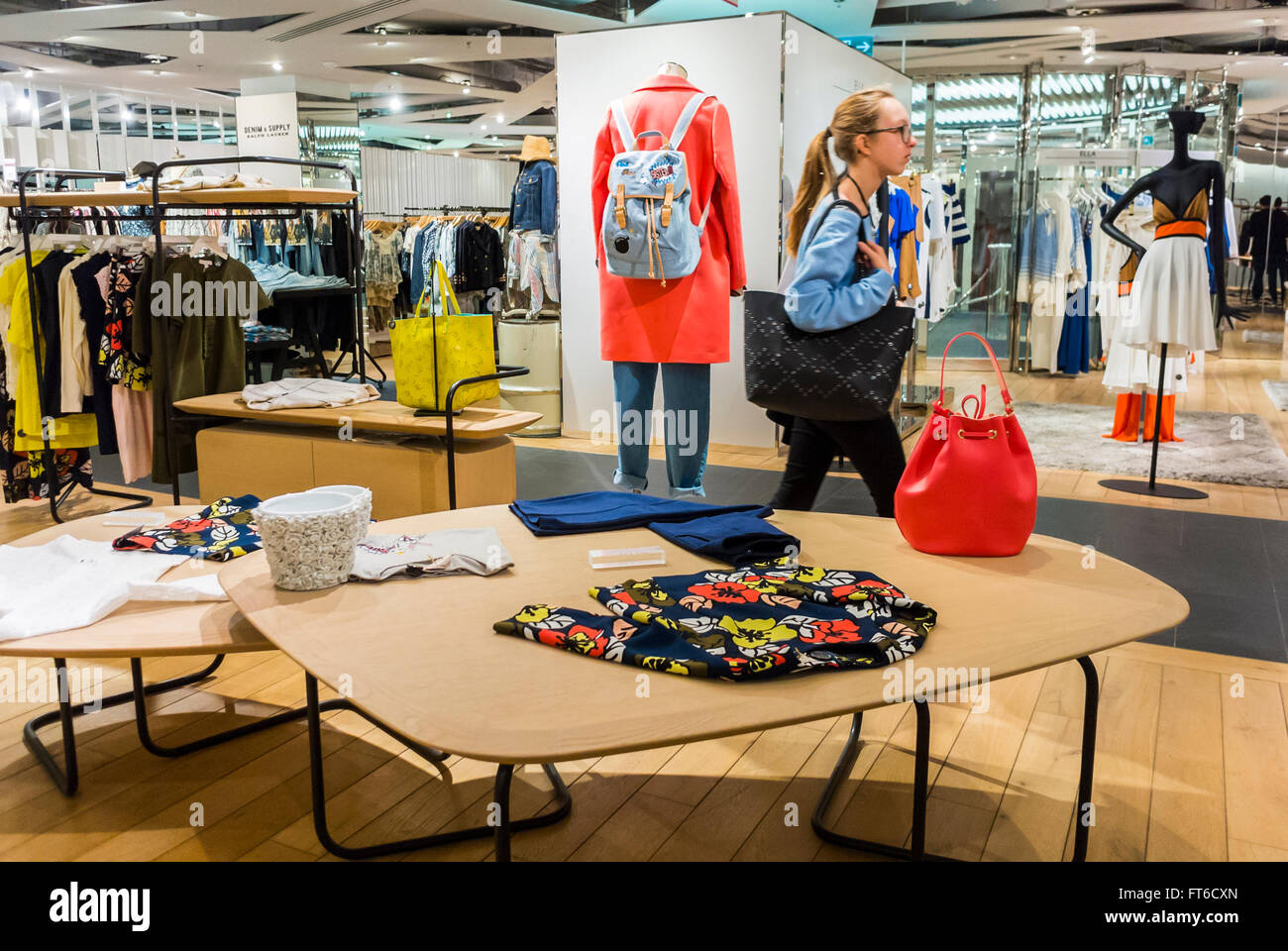 Paris, France, Woman Shopping, French Department Store, Printemps ...