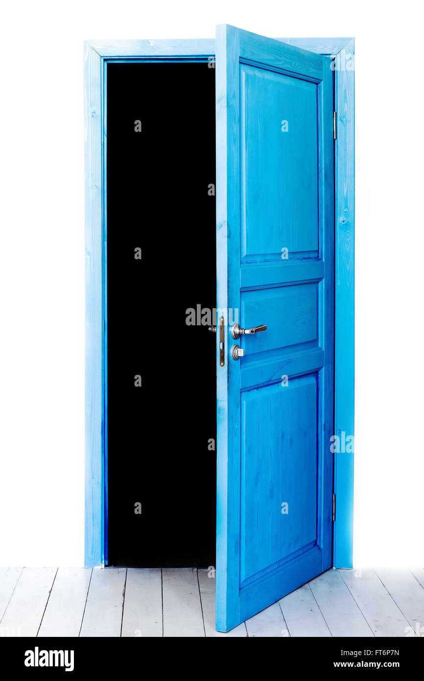Opened wooden door on a white background. Choosing the right path Stock ...